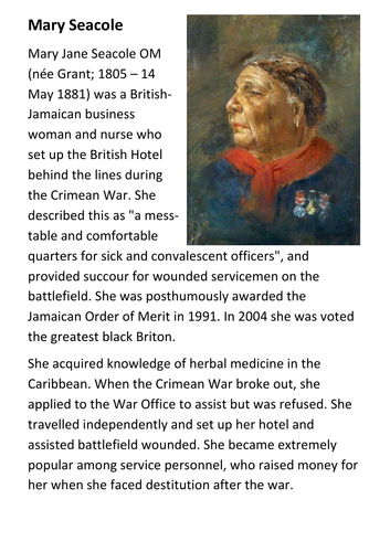 Mary Seacole Handout | Teaching Resources