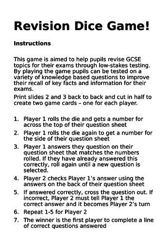 AQA 9-1 GCSE Biology (Trilogy) Revision Game - Organisation ... AQA 9-1 GCSE Biology (Trilogy) Revision Game - Organisation ...