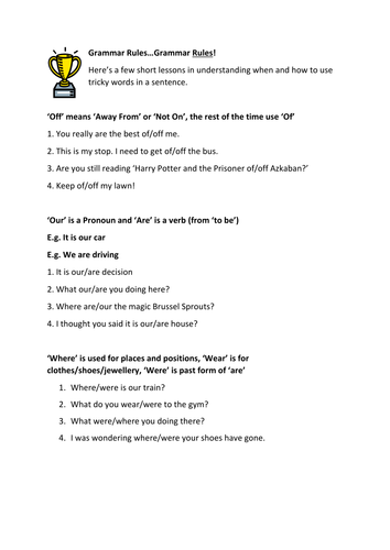 Practising Grammar Rules | Teaching Resources