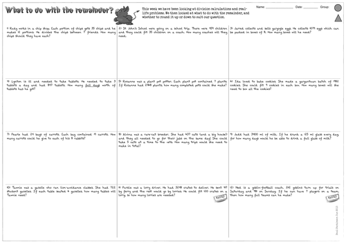 Division Word Problems - Using the Remainder | Teaching Resources