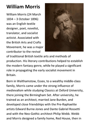 William Morris Handout | Teaching Resources