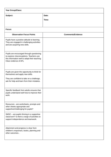 SLT Monitoring Templates and Proforma Pack | Teaching Resources SLT Monitoring Templates and Proforma Pack | Teaching Resources