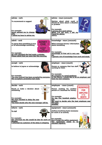 Flashcards for (Business) Nouns and Verbs | Teaching Resources