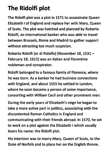 The Ridolfi plot Handout | Teaching Resources