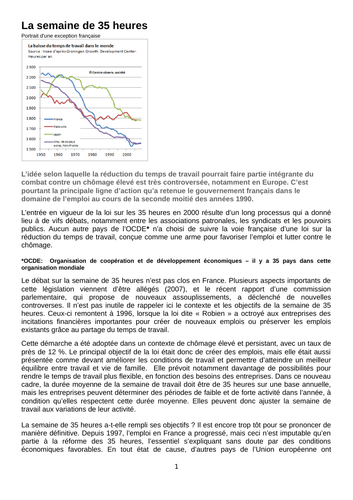 La semaine de 35 heures | Teaching Resources