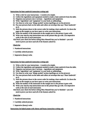 Instruction Writing Year 3/4 (3 Days) | Teaching Resources