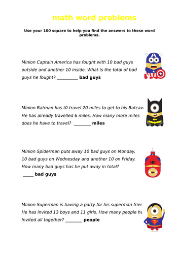 Math word problems | Teaching Resources