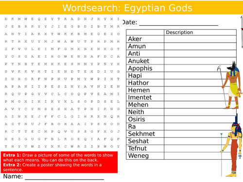 Egyptian Gods Wordsearch Puzzle Sheet Keywords Settler Starter Cover ...