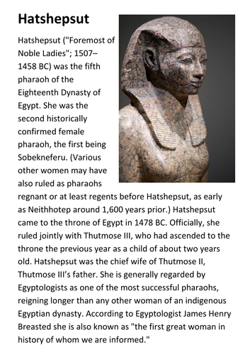 Hatshepsut Handout | Teaching Resources