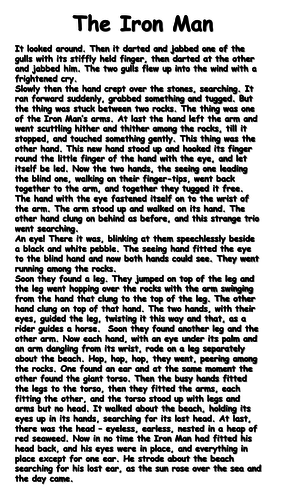 The Iron Man Reading Comprehension x3 - Chapter One | Teaching Resources