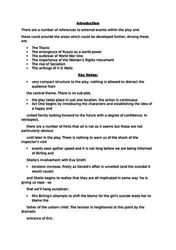 Inspector Calls Revision Guide | Teaching Resources Inspector Calls Revision Guide | Teaching Resources