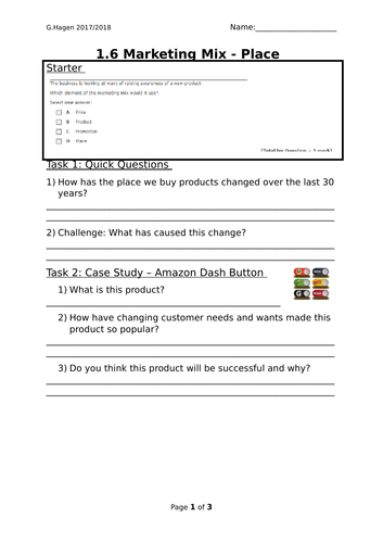 9-1 New Edexcel GCSE Business 1.4 Marketing Mix Place Lesson | Teaching ...