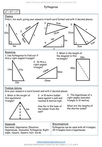 Pythagoras Mastery Worksheet | Teaching Resources Pythagoras Mastery Worksheet | Teaching Resources