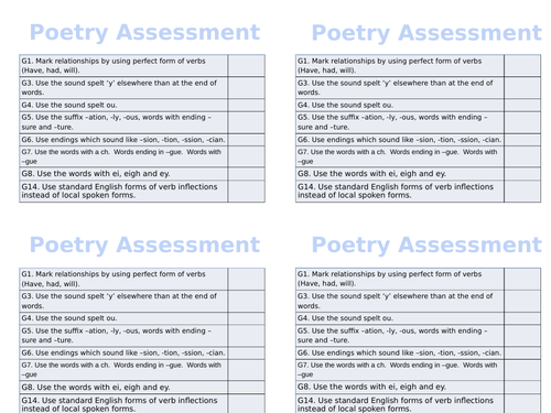 Poetry Assessment Tool and Checklist for children | Teaching Resources