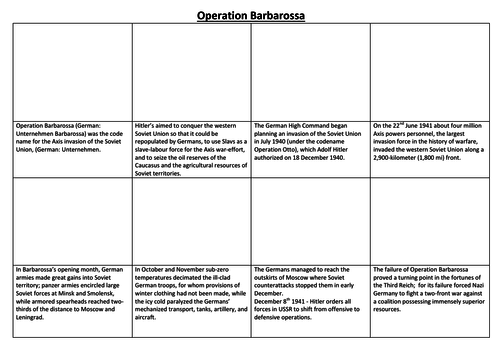 Operation Barbarossa Comic Strip and Storyboard | Teaching Resources