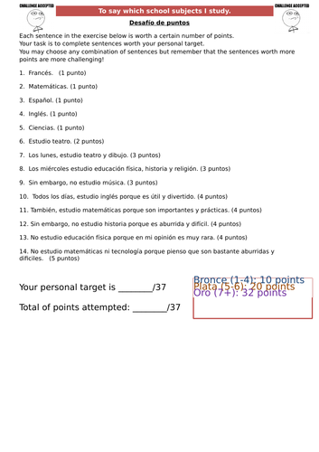 Las asignaturas - School subjects in Spanish - Viva 1 Module 3 ...
