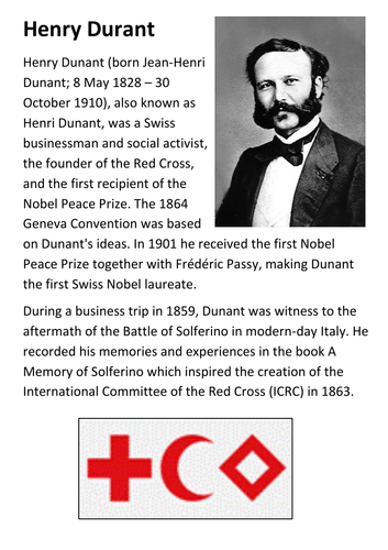 Henry Durant - The Red Cross Handout | Teaching Resources