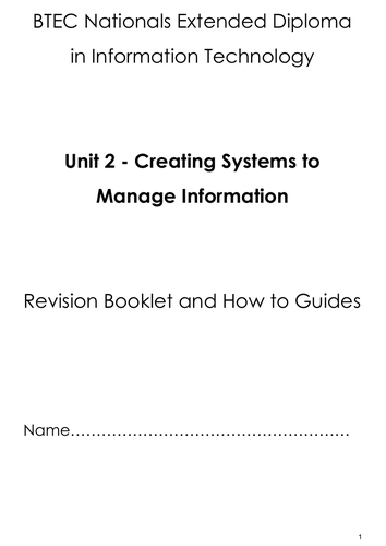 BTEC IT Unit 2 - Creating systems to manage information revision ... BTEC IT Unit 2 - Creating systems to manage information revision ...