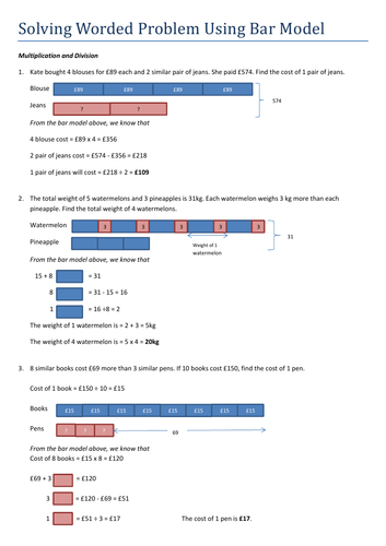 Solving Word Problems Using Bar Model - Multiplication and Division ... Solving Word Problems Using Bar Model - Multiplication and Division ...