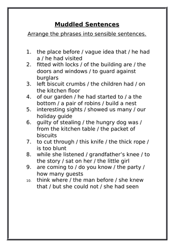 Muddled Sentences | Teaching Resources