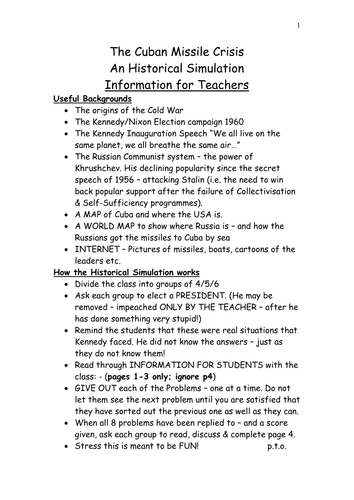 Cuban Missile Crisis Interactive Decision Making | Teaching Resources