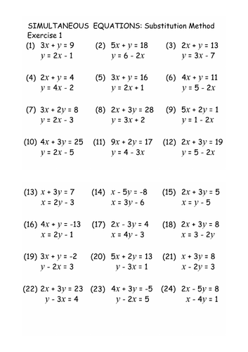 Simultaneous Equations: Algebraic | Teaching Resources