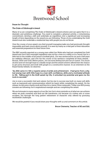 The Duke of Edinburgh's Award | Teaching Resources