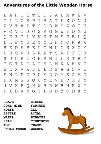 The Adventures of the Little Wooden Horse Word Search | Teaching Resources