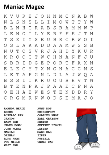 Maniac Magee Word Search | Teaching Resources