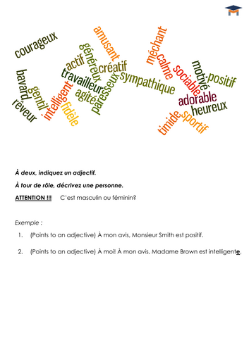 French - Personality pairwork starter | Teaching Resources