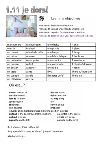 French 1.11 je dors (pdf) | Teaching Resources