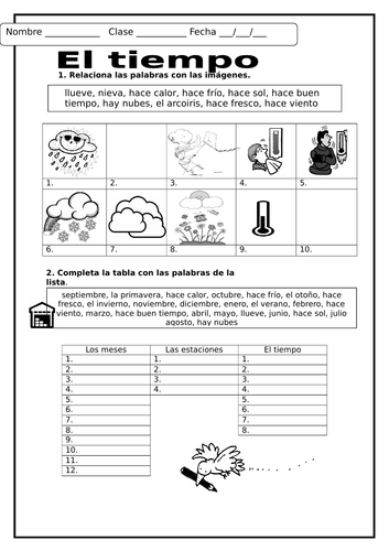 Early years Spanish resources: weather and climate