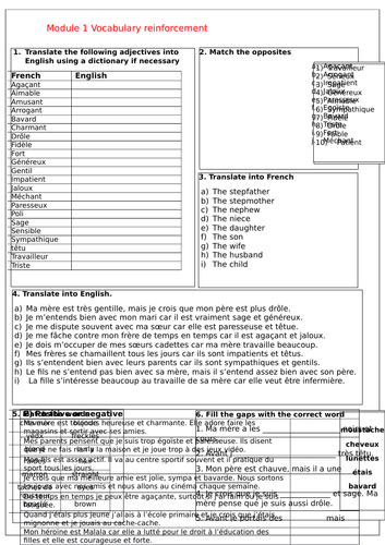 Revision French AQA module 1 A toi | Teaching Resources