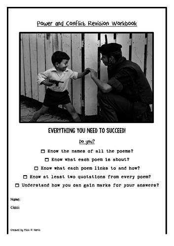 Power and Conflict Revision Workbook for AQA 9-1 English Literature ...