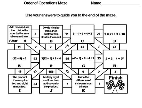 Order of Operations: Math Maze | Teaching Resources
