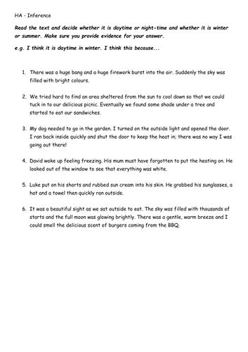 KS1 Year 1 / Year 2 inference- what is being done/time of day ...
