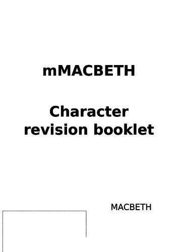 G.C.S.E AQA 9-1PRACTICE PAPER 1 MACBETH: CHARACTER REVISION BOOKLET ...