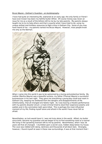 Batman - Autobiography model text | Teaching Resources