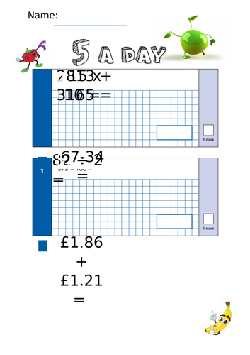 Adaptable Arithmetic SATs Practice Sheet Year 6 (or any year ...