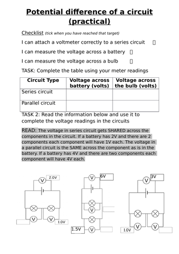 Potential Difference | Teaching Resources