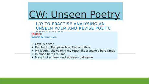 Unseen Poetry | Teaching Resources