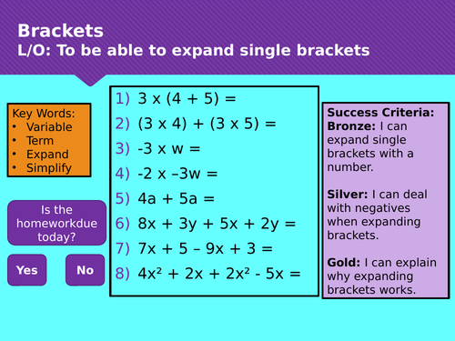 Expanding Single Brackets | Teaching Resources Expanding Single Brackets | Teaching Resources