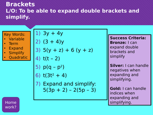 Expanding Double Brackets | Teaching Resources