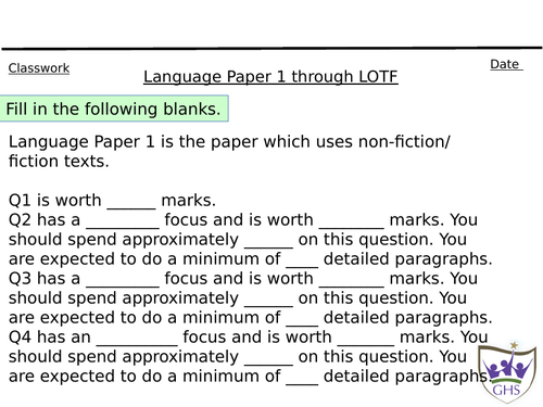 LP1 Through LOTF | Teaching Resources