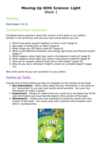 Reading: Light - Unit of Work | Teaching Resources