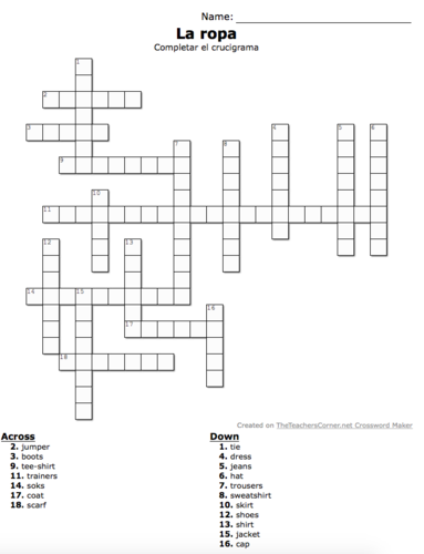 La ropa | Teaching Resources