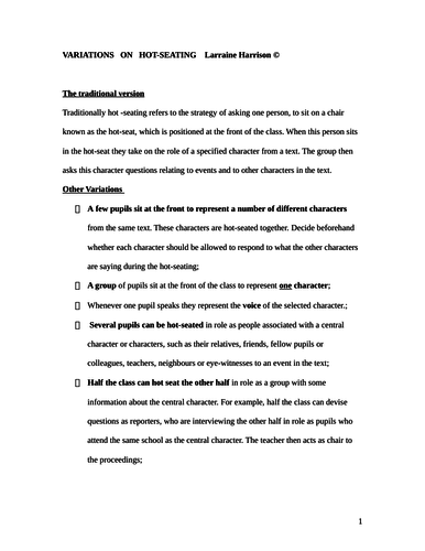 Variations on hot-seating in the primary classroom. | Teaching Resources