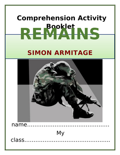 Remains - Simon Armitage - Comprehension Activities Booklet! | Teaching ...