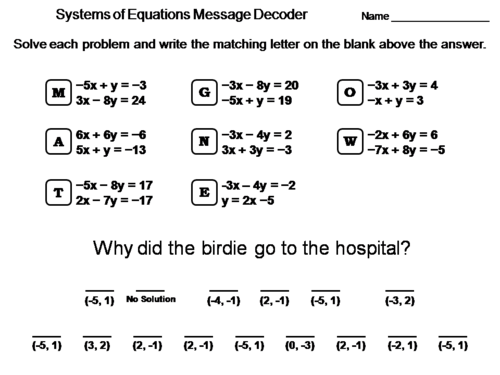 Systems Of Equations Substitution Worksheet Solving Systems Of Linear