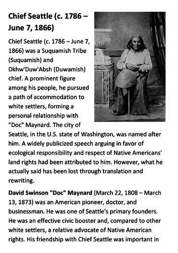 Chief Seattle Handout | Teaching Resources
